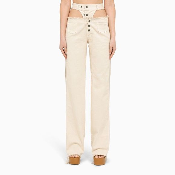 Julfer | Jeans | Julfer Ivory Jeans With Cutout | Poshmark